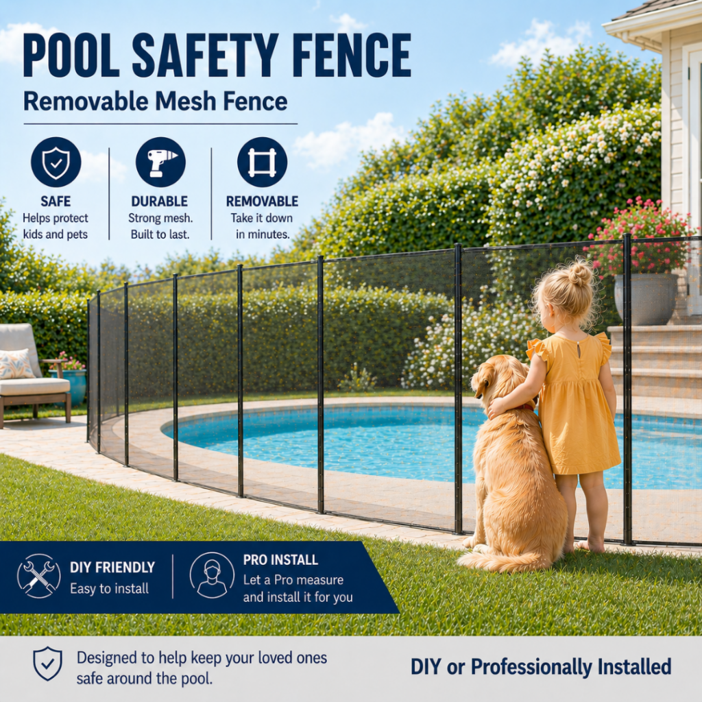 Pool Fence | Removable Mesh Pool Safety Fence – DIY Install